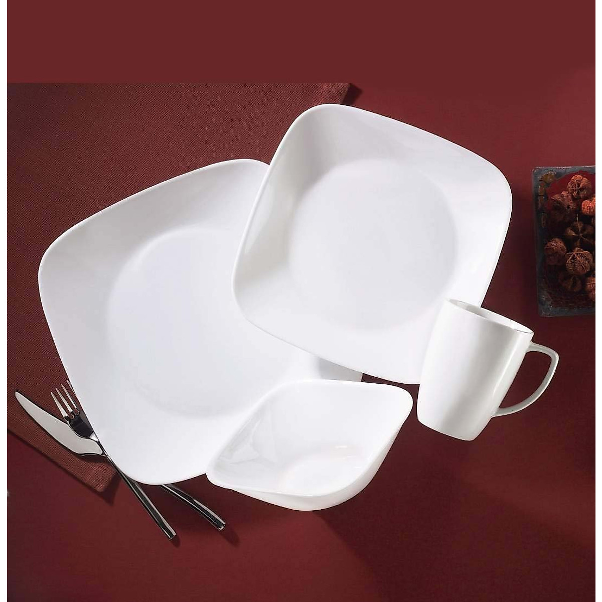 Corelle Square 16-Piece Dinnerware Set, Pure White, Service for 4