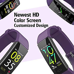 ZURURU Fitness Tracker, Waterproof Activity Tracker with Step Calorie Counter Pedometer for Walking for Women & Men (Purple)