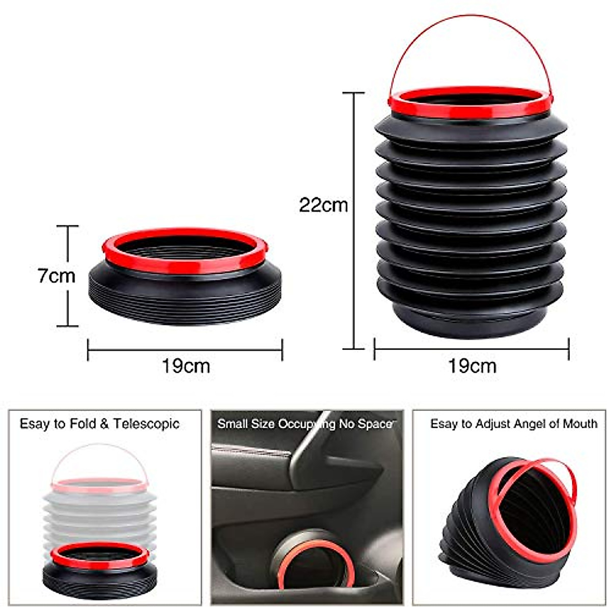 Car Portable Collapsible Trash Can,1.05 Gallon Leak-Proof Folding Storage Bin 4L,Retractable Water Bucket Waste Bin for Fishing Outdoor Travel