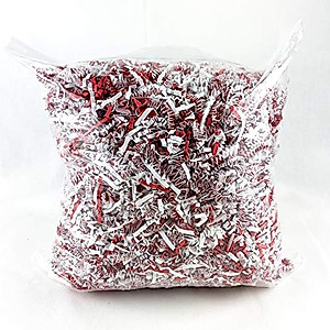 Worlds Crinkle Cut Paper Shred Filler for Packing Gift Wrap Basket Filler Colored Crinkle Paper 1LB Candy Cane