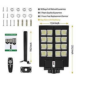 DragonLight 800W Solar Street Lights Outdoor - 18,000LM 320 LEDs Solar Lamp Security Motion Sensor Solar Flood Light with Remote Control - Dusk to Dawn IP65 Waterproof for Yard, Garden, Patio, Shed