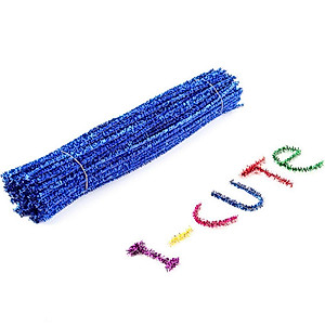 200pcs Glitter Cleaners Cleaners Chenille Stem Christmas Glitter Cleaners for DIY Art Craft Christmas Decoration (Blue)