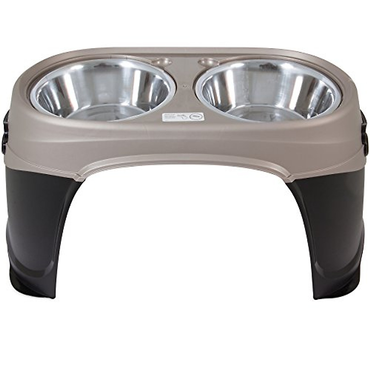 Petmate Easy Reach Pet Diner Elevated Dog Bowls 2 Sizes 2 Polished Colors, Black/Pearl Tan, Large (23479)