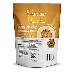 Fruitables Biggies Dog Biscuits – Crunchy Dog Biscuits Made with Pumpkin – Healthy Dog Treats Packed with Real Fruit Flavor – Free of Wheat, Corn and Soy – Peanut Butter & Banana – 16 oz