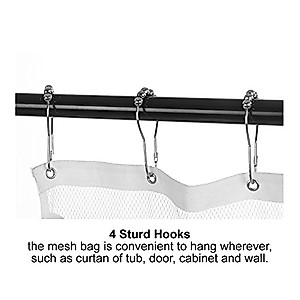 Bsagve 2 Pack Mesh Hanging Caddy Organizer with 6 Pockets, Shower Curtain Rod Liner Hanging Organizer Storage Pockets Bathroom Hanger Organizer, Bath Toy Holder Organizer with Portable 4 Rings