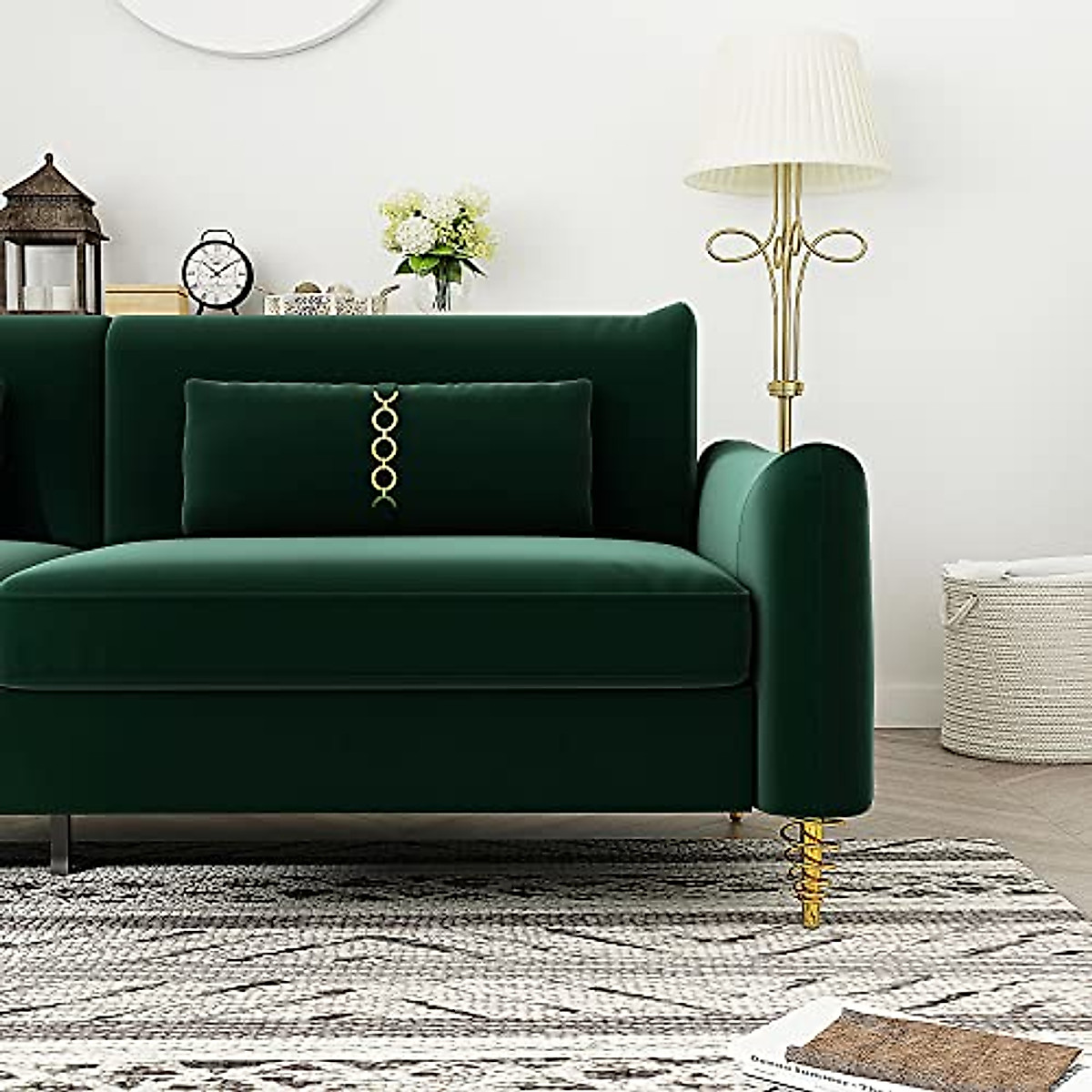 TUBAIHON Oversized Sectional Sofa Couch L Shaped U Shaped Convertible Chenille Modular Couch Set Deep Seat Couches for Modern Living Room/Apartment/Office (1, P19-green)