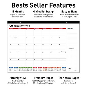 Desk Calendar 2023-2024 – Large Desktop Calendar Pad for Office or Home – Big Monthly Calendar 17" x 12" for Work with To-Do List & Notes | Calendar for Teachers, Student, Classroom (Runs 18 Months August 2023 - December 2024)