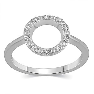Fifth and Fine 1/10 CTW Diamond Circle Ring Set in Sterling Silver (White, 9)