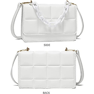 YIKOEE Mini Purse for Women with Detachable Plastic Chain Strap (White)