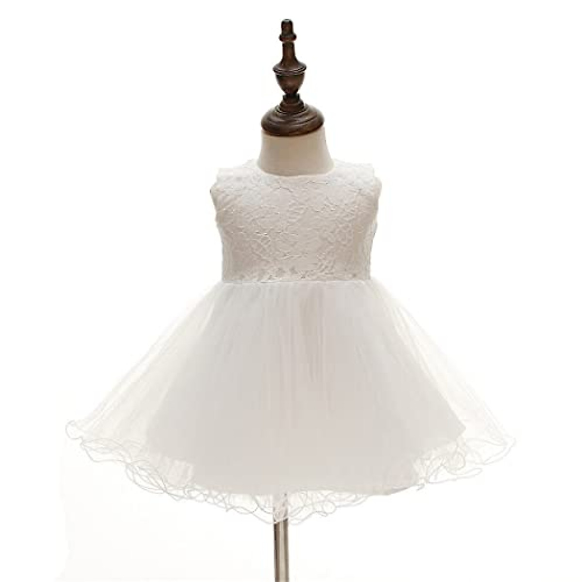 Meiqiduo Baby Princess Girls Christening Baptism Gowns Formal Dress 2Pcs Ivory White with Cloak (18M/16-18months)