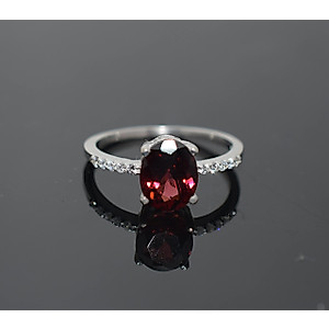 Women's Beautiful Natural Genuine Garnet Gemstone Designer Ring 925 Sterling Silver Faceted Garnet, January Birthstone, Boho Hippie Ring For Wedding/Marriage/Fastival/Annyversary (Size:-13)