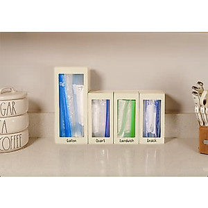 Round Branch Ziplock Bag Storage Organizer for Kitchen Drawer, 4 Piece Set, Light Gray, 4 Separate Containers for Four Different Size Baggies, Gallon Quart Sandwich Snack, Fits Most Brands