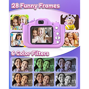 Seckton Kids Camera Toys for Girls Ages 3-8, Children Digital Video Camera with Protective Silicone Cover, Christmas Birthday Gifts for 3 4 5 6 7 8 Year Old Girls with 32GB SD Card