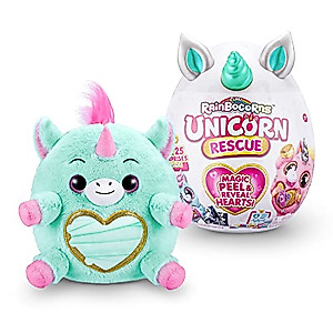 Rainbocorns Unicorn Rescue Surprise (Blue) by ZURU, Collectible Plush Stuffed Animal, Egg Toys, X-Ray Sticker Pack, Magical Slime, Headband, Ages 3+ for Girls, Children (Disco The Unicorn Plush)