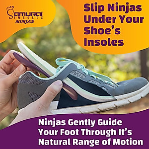 Samurai Insoles Ninjas Plantar Fasciitis Relief Insoles - Podiatrist Designed, Orthotic Lab Made in The USA Arch Support Shoe Insert for Mens 9-9.5 or Womens 11-11.5