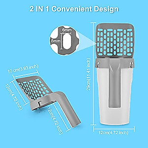 Cat Litter Scooper with Holder, Cat Litter Shovel with Waste Can and Refill 135 Bags(9 Boxes of 15 Bags), Large Capacity Cat Scooper Portable Litter Shovel, Cat Litter Sifter Scoop System with Bags