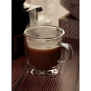 160ML4 Glass double wall cup with handle, Stackable cups, 4pcs/Gift box as one set