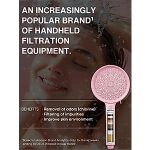 Cobbe Filtered Shower Head with Handheld, High Pressure 6 Spray Mode Showerhead with Filters, Water Softener Filters Beads for Hard Water - Remove Chlorine - Reduces Dry Itchy Skin, Pink