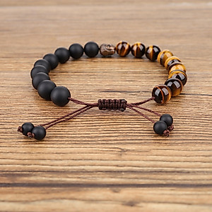 COAI Buddhist Reiki Healing Matte Onyx Tiger Eye Prayer Stones Bracelet
