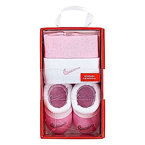Nike Baby Girls Hat And Bootie 2 Piece Gift Set (Pink(NN0598-A8F)/White, 0-6 Months)