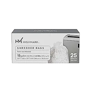 Highmark Shredder Bags, 1 mil, 15 Gallons, Clear, Box Of 25, DP00704