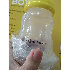 Breastmilk Bottles 6pc Set with Leak Proof Lids by Max Strength Pro, 6.oz 180ml Reusable Wide Neck Bottles Best for Breast Milk Collection & Storage Solution, BPA Free, Fits Spectra & Avent Models