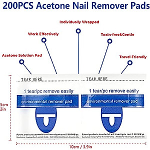Gel Polish Remover Wipes 200PCS Nail Cleaner Wipes, Nail Polish Remover Pads Gel Nail Soak Off Acrylic Nails, Nail Remover Wraps Acetone Nail Art Remover Nail Wraps Gel Nail Pads for Salon Home Use