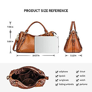 Kattee Women's Soft Genuine Leather Crossbody Bags Ladies Designer Purses Medium Size Hobo Handbags Top Handle