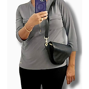 Crossbody Genuine Italian Leather Bag Shoulder Purse Italy Barucheni (Black)