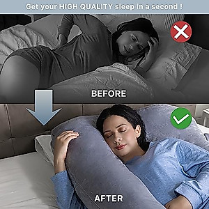 EKLO Pregnancy Pillows, U-Shape Full Body Pillow - Jumbo Size Grey - Pregnancy Pillows for Sleeping - Body Pillows for Adults, Maternity Pillow and Pregnancy Must Haves