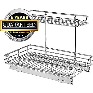 Hold N’ Storage Under Sink Organizers and Storage - 2 Tier Slide Out Cabinet Organizer with Sliding Drawers for Inside Cabinets- 11" W x 18" D x 15”H, Chrome
