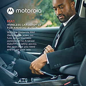 Motorola MA1 Wireless Android Auto Car Adapter - Instant Connection from Smartphone to Car Screen with Easy Setup - Direct Plug-in USB Adapter - Secure Gel Pad Included