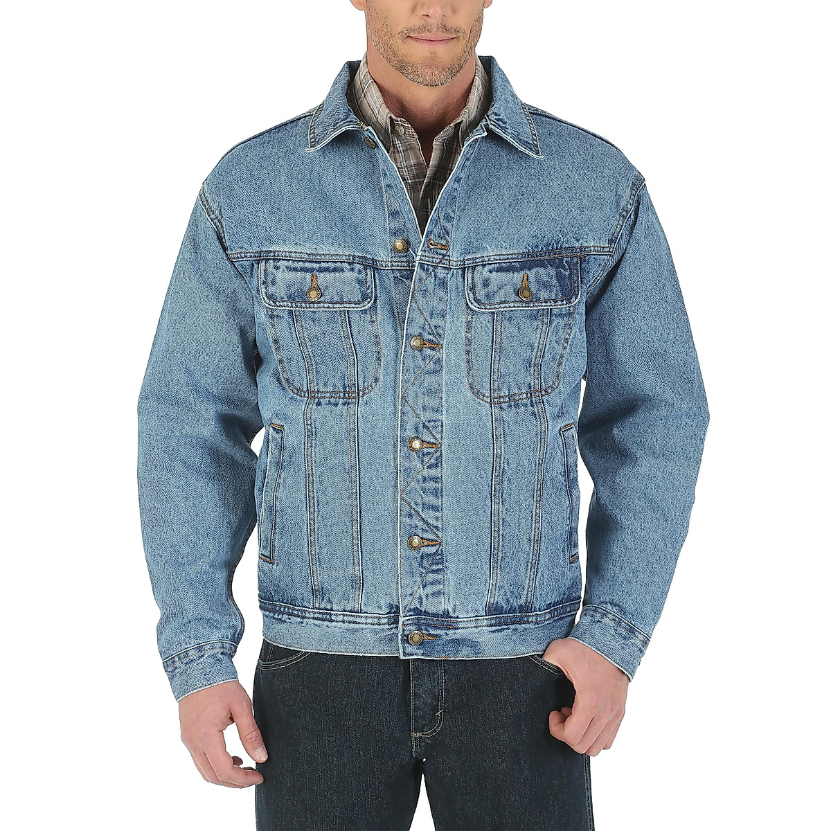 Wrangler mens Rugged Wear Unlined Denim Jacket, Vintage Indigo, 4X-Large US