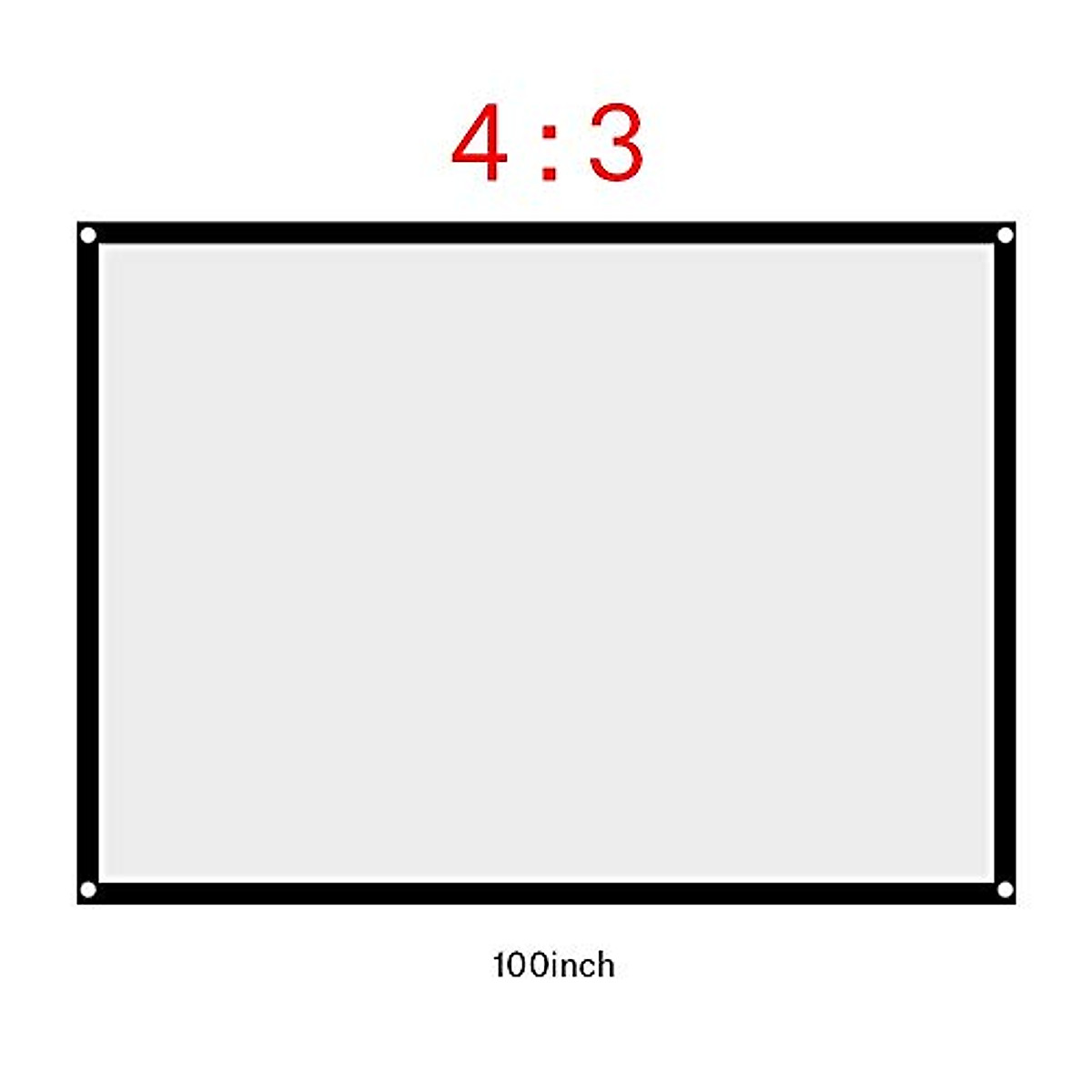 APAINI Portable Non-Crease White Projector Curtain Projection Screen with Adhesive and Hooks Projection Screens (Size : 100 inch)