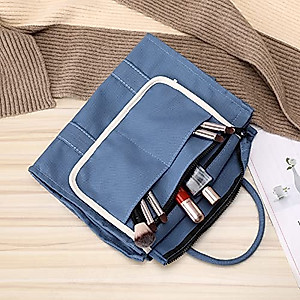 Canvas Tote Bag for Women Travel Shoulder Bag Crossbody Bags for Women Tote Bag with Zipper Handbags for women (Blue)