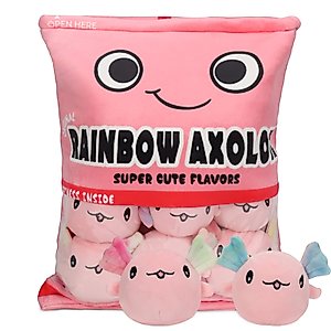 NUKBIL Axolotl Plush Pillow Throw Pillow, Cute Axolotl Plush Toys Doll, Axolotl Stuffed Animal Bag of Axolotl Plushies, Stuffed Axolotl Gift for Kids, Birthday, Christmas, Baby Shower (6 pcs, Pink)