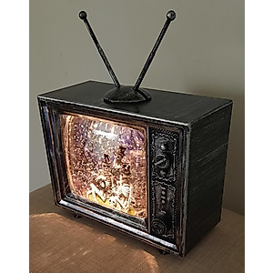 Lighted Halloween Skeleton Water Lantern Snow Globe TV with Continuous Swirling Glitter and Sound