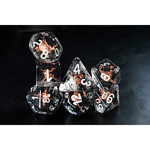 3DEGOS Black Rogue Pirate DND Dice Set for Dungeons and Dragons Gifts, D&D, D and D, Pathfinder, Accessories, D20, Polyhedral, Resin Dice, Metal, Dice Tray, Tower, Bag, Box