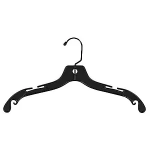17" Black Plastic Dress/Shirt Hangers with Black Swivel Hook