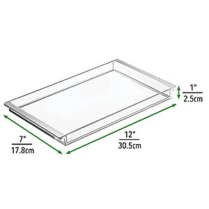 mDesign Plastic Bathroom Counter Tray and Organizer - Perfume, Guest Hand Towel, Makeup, and Accessory Holder Tray for Bathroom Countertop and Vanity - Petal Collection - Clear/Chrome