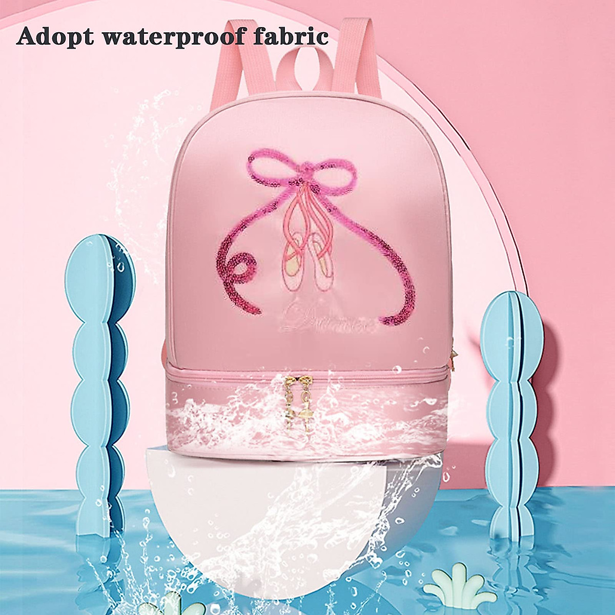 Yitengteng Ballet Dance Backpack with Separate Shoe Compartment,Little Girls Ballerina Bag Embroidery Dance Toddler Bag for Gymnastics Latin Dance Yoga Tap Dance Jazz Storage Bag