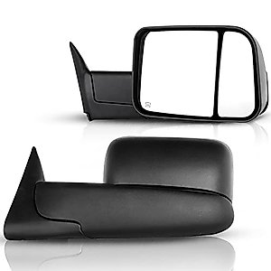 ECCPP Tow Mirrors Replacement fit for 2009-2015 for Dodge for Ram Truck Pickup Black Manual Towing Side View Mirrors Pair Passenger & Driver Side
