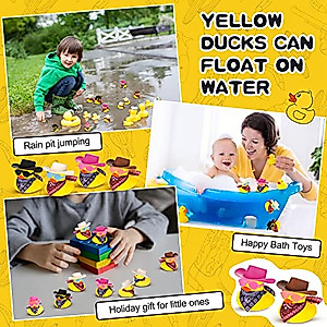 24 Sets Cowboy Rubber Ducks with Mini Cowboy Hat Scarf and Sunglasses Cute Bath Rubber Ducks Small Bathtub Accessories Toys for Baby Shower Birthday Swimming Party Gifts Decorations