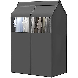 SimpleHouseware Garment Covers for Clothes Rack/Closet/Hanging Clothes, Enclosed Clear Window, Dark Grey
