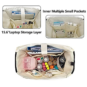 LoDrid Nurse Bag with Bottom Padded Pad, Nurse Bags for Nurses, Medical Work Bag with 15.6” Laptop Storage Layer, Home Visiting Nurse Bag for RN, PA, LPN, EMT, CNA, Black, Bag Only