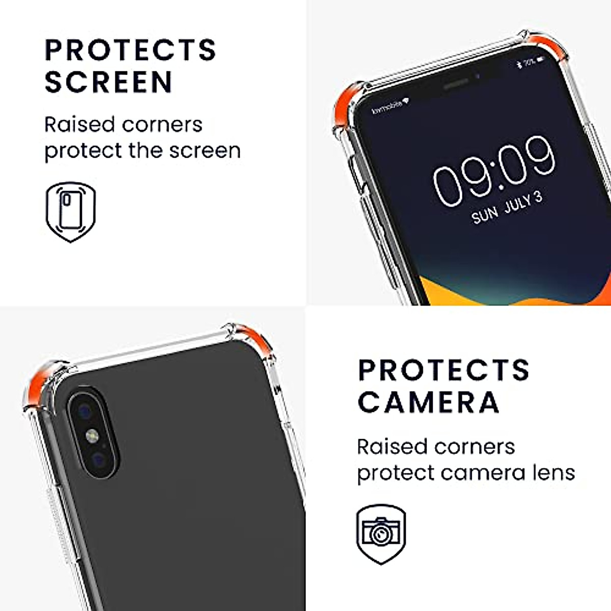 kwmobile Crossbody Case Compatible with Apple iPhone Xs Case - Clear TPU Phone Cover w/Lanyard Cord Strap - Black/Transparent