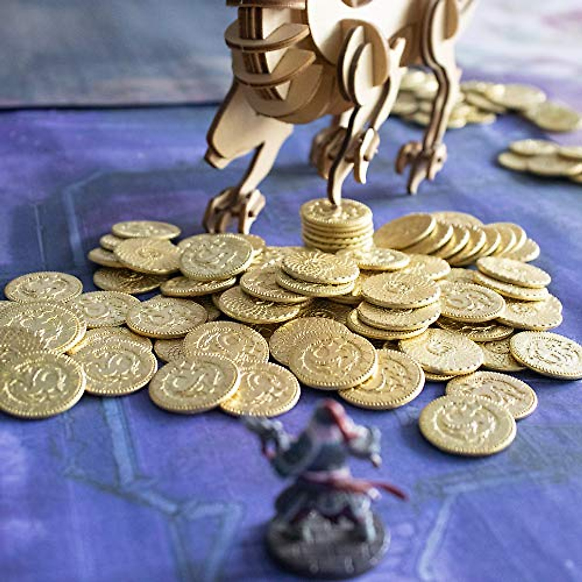 50 DND Coins Fantasy Coins & Leather Bag Metal Tokens Game Coins for Board Games Table RPG Board Game Accessories Golden Suit for Dungeons & Dragons Medieval Game Retro DND Props