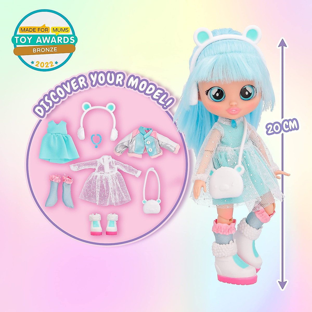 Cry Babies BFF Kristal Fashion Doll with 9+ Surprises Including Outfit and Accessories for Fashion Toy, Girls and Boys Ages 4 and Up, 7.8 Inch Doll