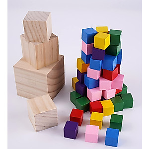 Tosnail 30 Pack 2 Inches Unfinished Wooden Cubes Wooden Blocks - Great for Crafts Making