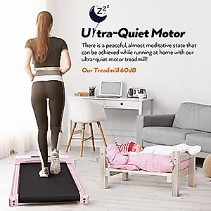 Walking Pad Treadmill, 2.5HP Under Desk Treadmill Portable, Desk Treadmill for Office Under Desk, Walking Treadmill Electric Quiet for Home/Apartment/Flat with Remote Control and LED Dispaly Pink